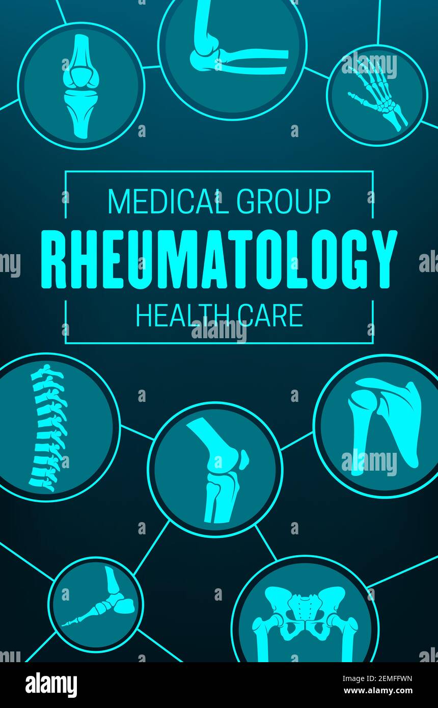 Rheumatology, joints and rheumatic disorder medical health care. Vector ...