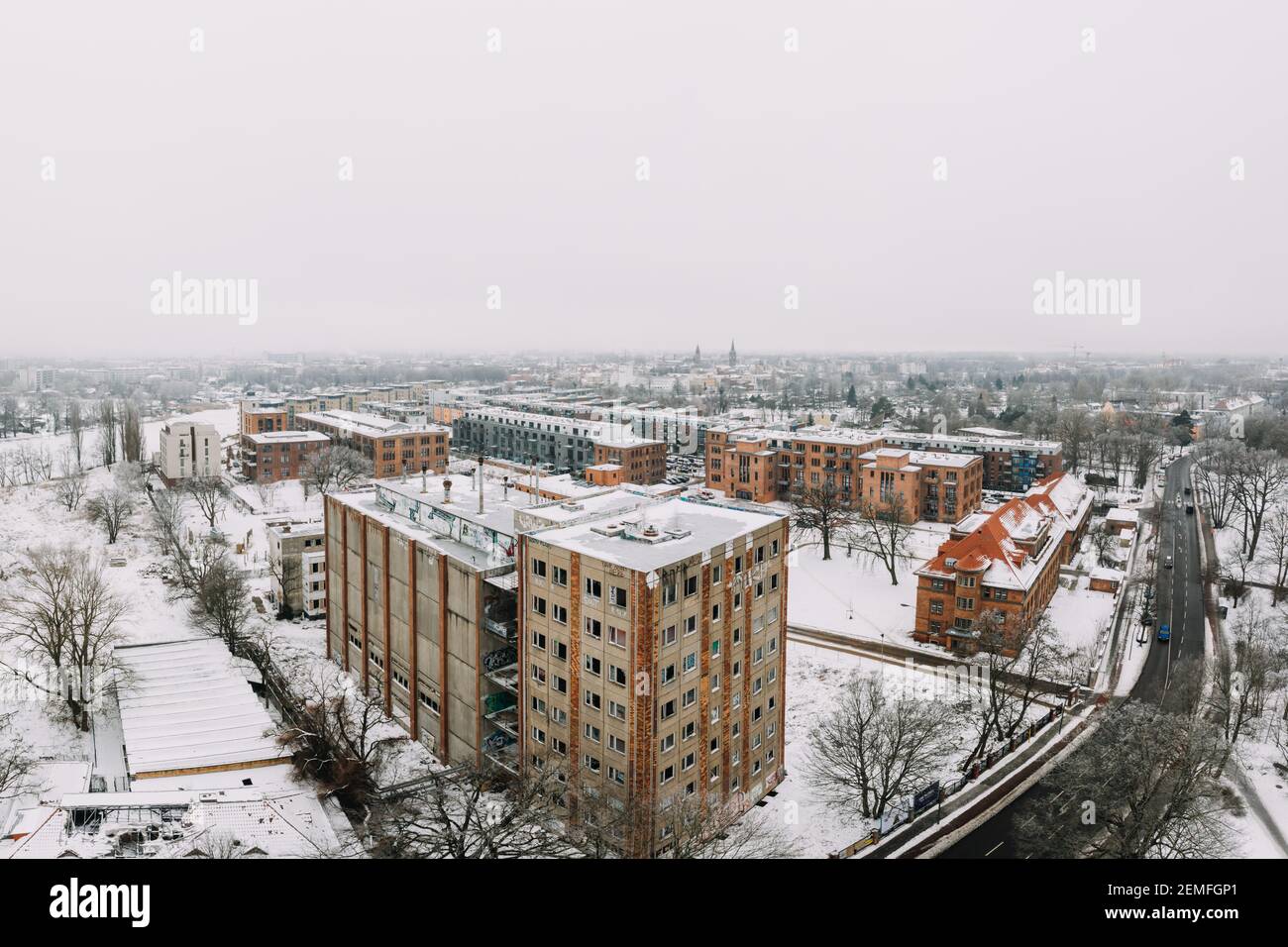 aerial view on winter snow landscape in Berlin Stock Photo - Alamy