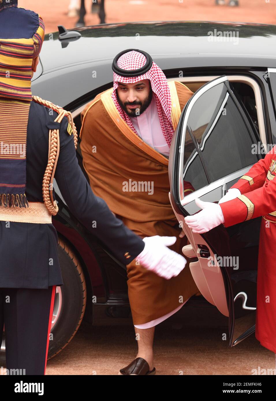 NEW DELHI, INDIA - FEBRUARY 20: Mohammed Bin Salman Bin Abdulaziz Al-Saud, Crown Prince of Saudi ...