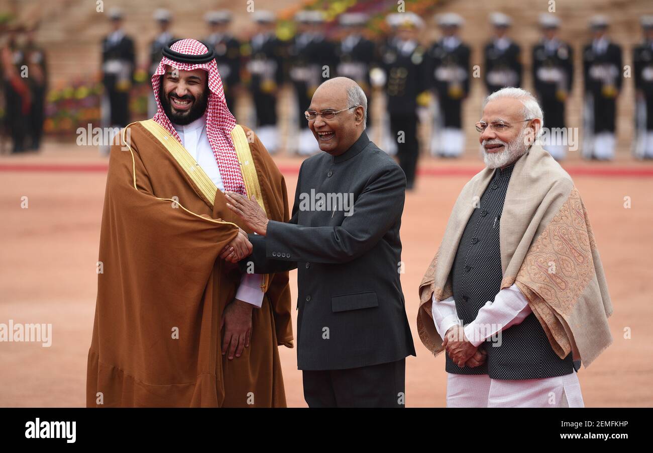 NEW DELHI, INDIA - FEBRUARY 20: President Ram Nath Kovind and Prime Minister Narendra Modi ...