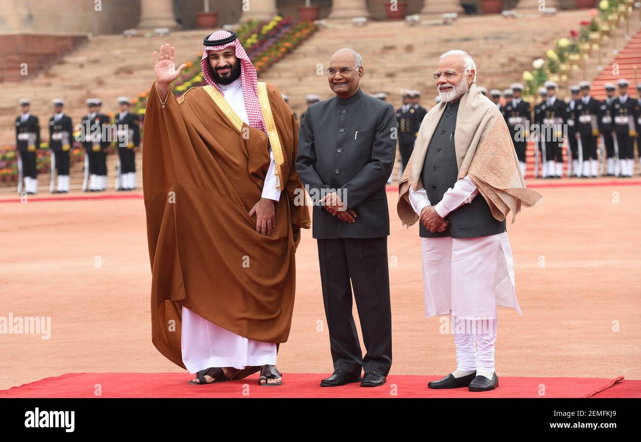 NEW DELHI, INDIA - FEBRUARY 20: President Ram Nath Kovind and Prime Minister Narendra Modi ...