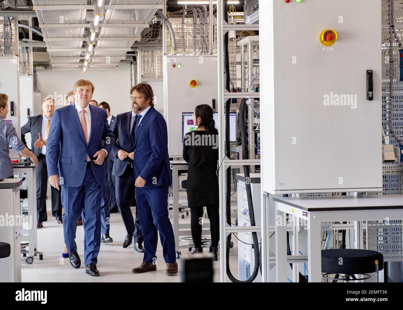 King Willem-Alexander and Professor Leo Kouwenhoven during the opening of the Microsoft Quantum ...