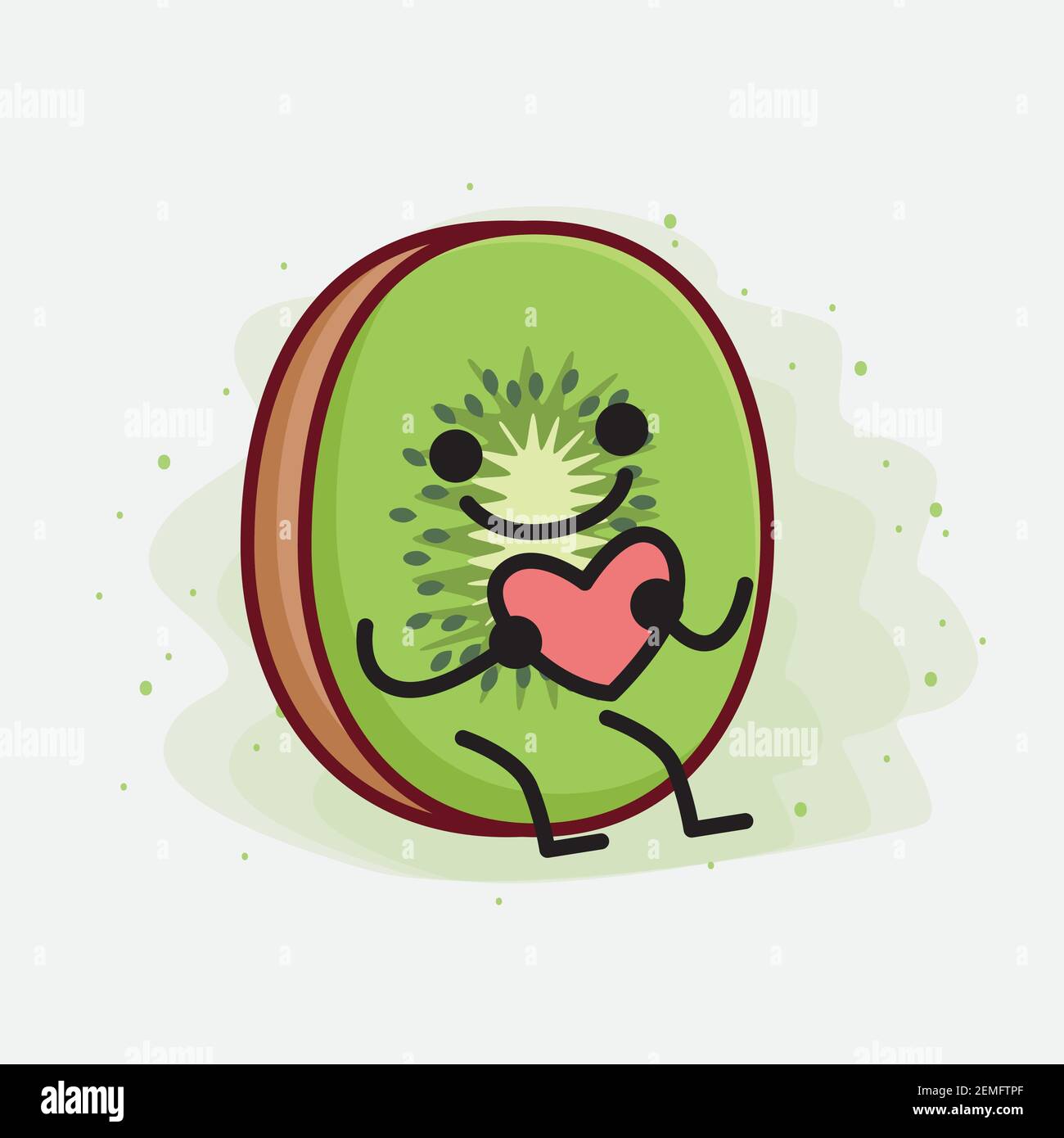 Vector Illustration of Kiwi Fruit Character with cute face, simple ...