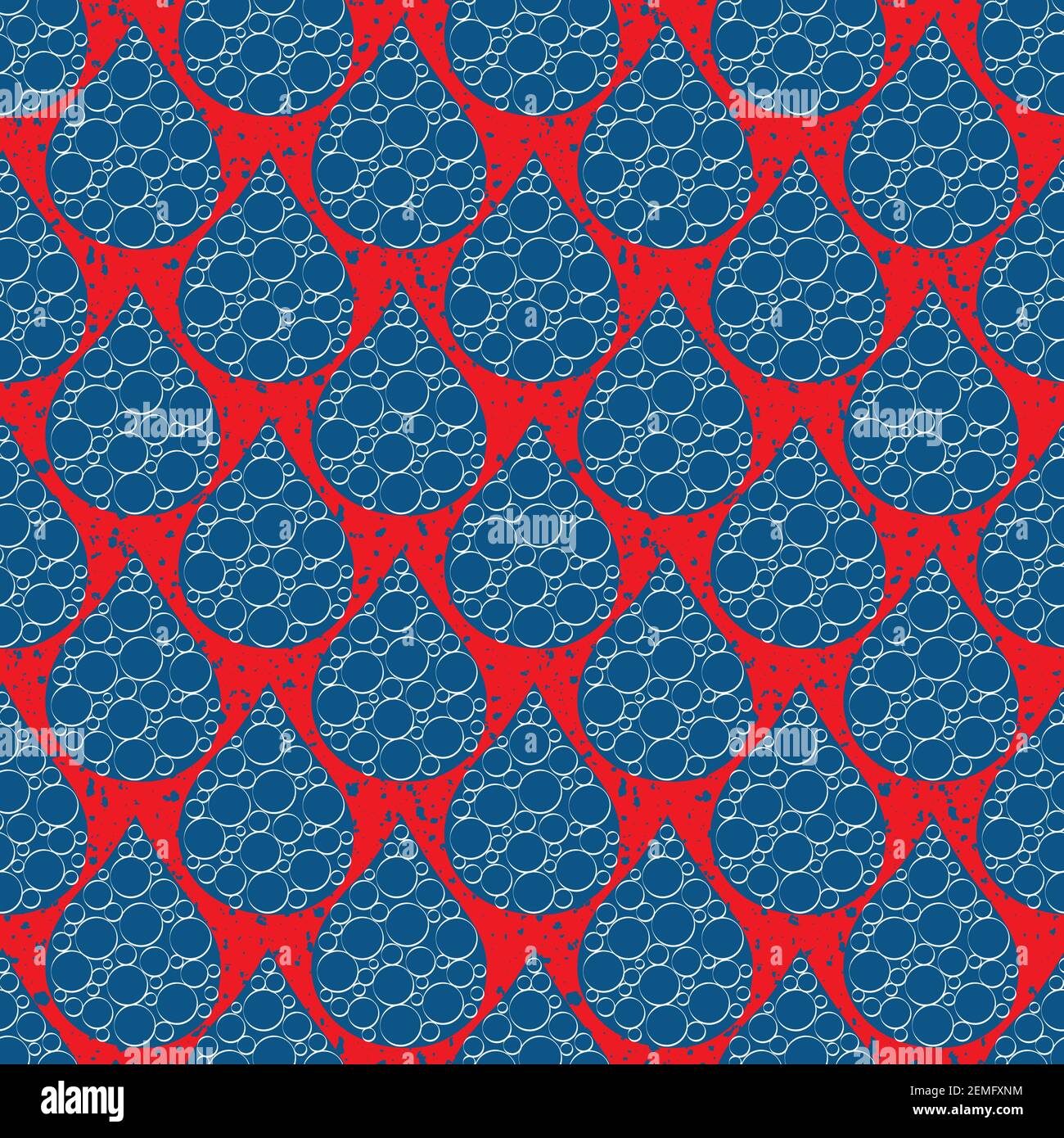 Abstract water drop and bubble vector seamless pattern background. Navy ...