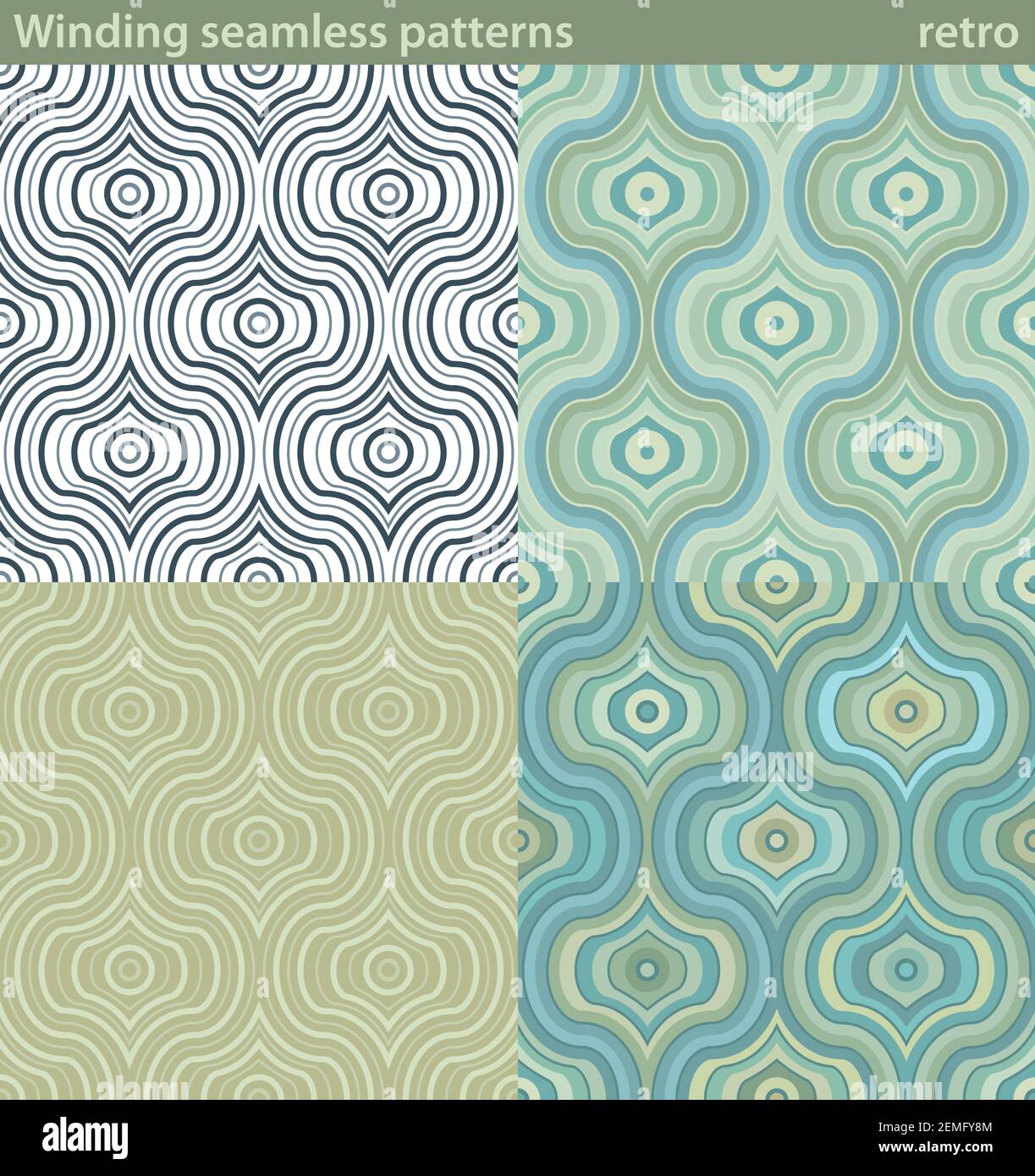 Four different versions of a seamless pattern with wavy patterns Stock ...