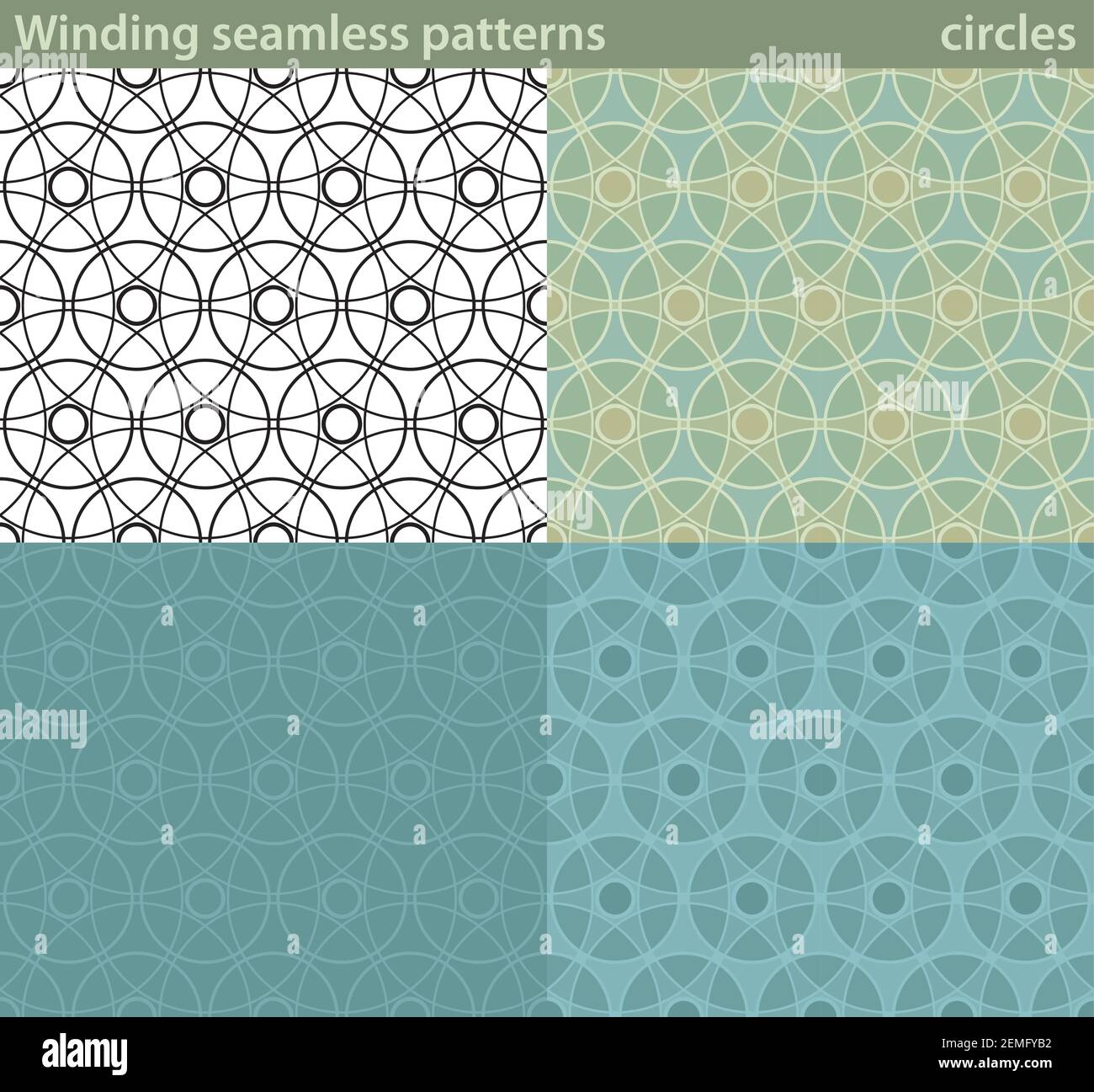 Four different versions of a seamless pattern with circular motifs ...