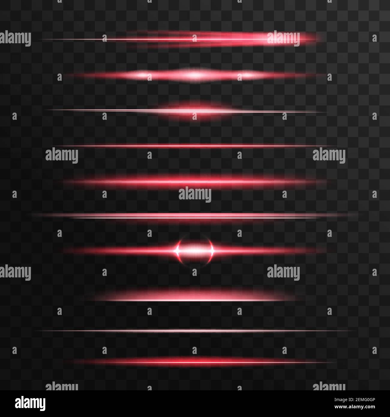 Red light flashes, glow vector lines. Glowing illumination of sun or ...