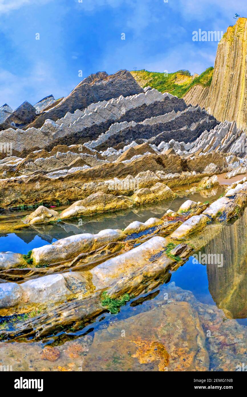Steeply-tilted Layers of Flysch, Flysch Cliffs, Basque Coast UNESCO ...