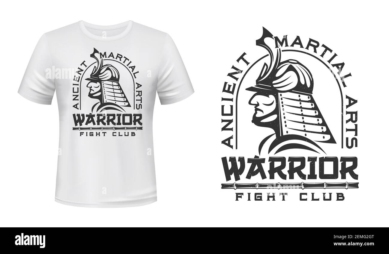 Warriors fight club t-shirt print mockup, ancient martial arts vector ...