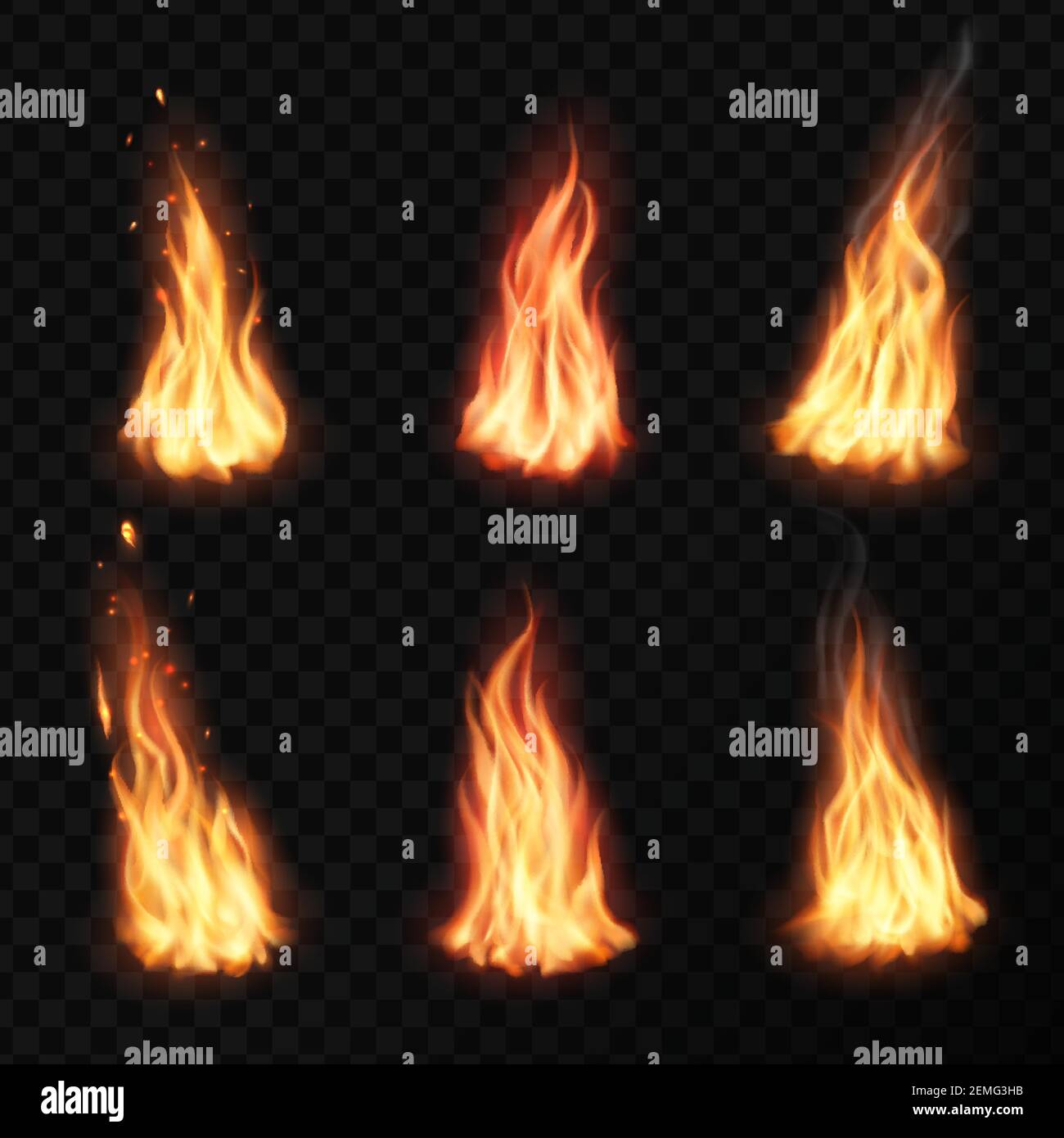 Fire, campfire isolated vector torch flame. Burning bonfire glow orange ...