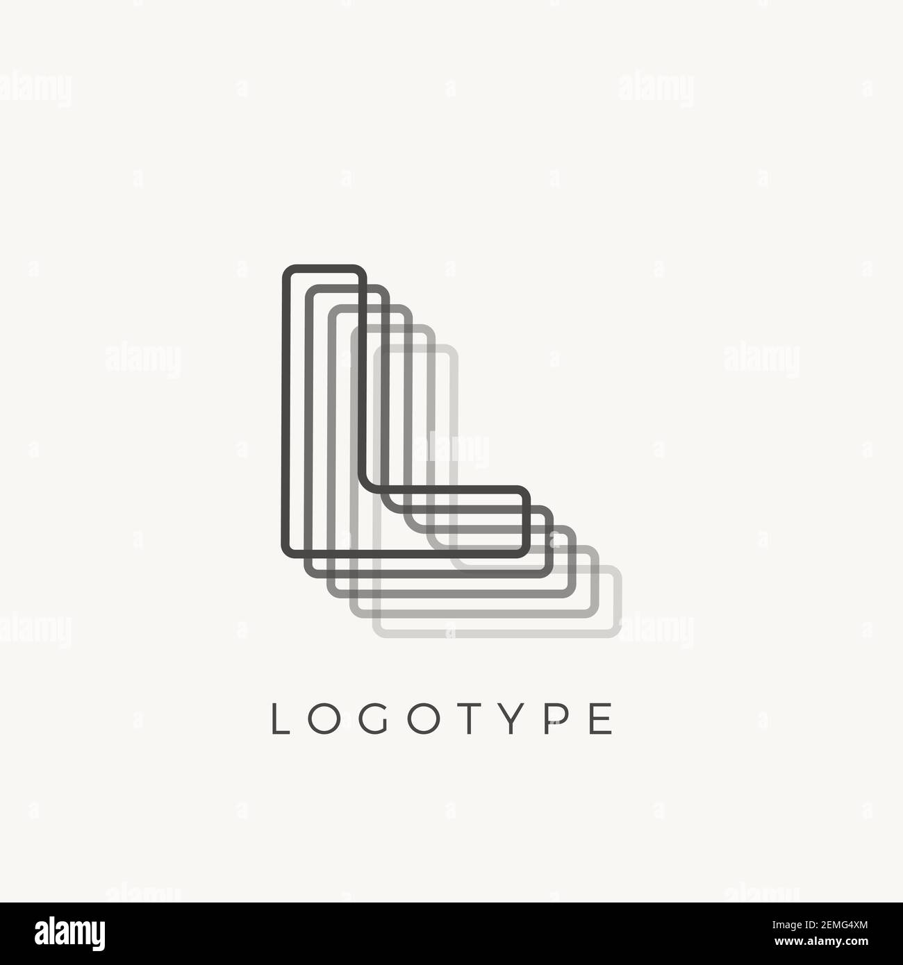 Letter L of outline stripes, blend effect letter for monogram and logo ...