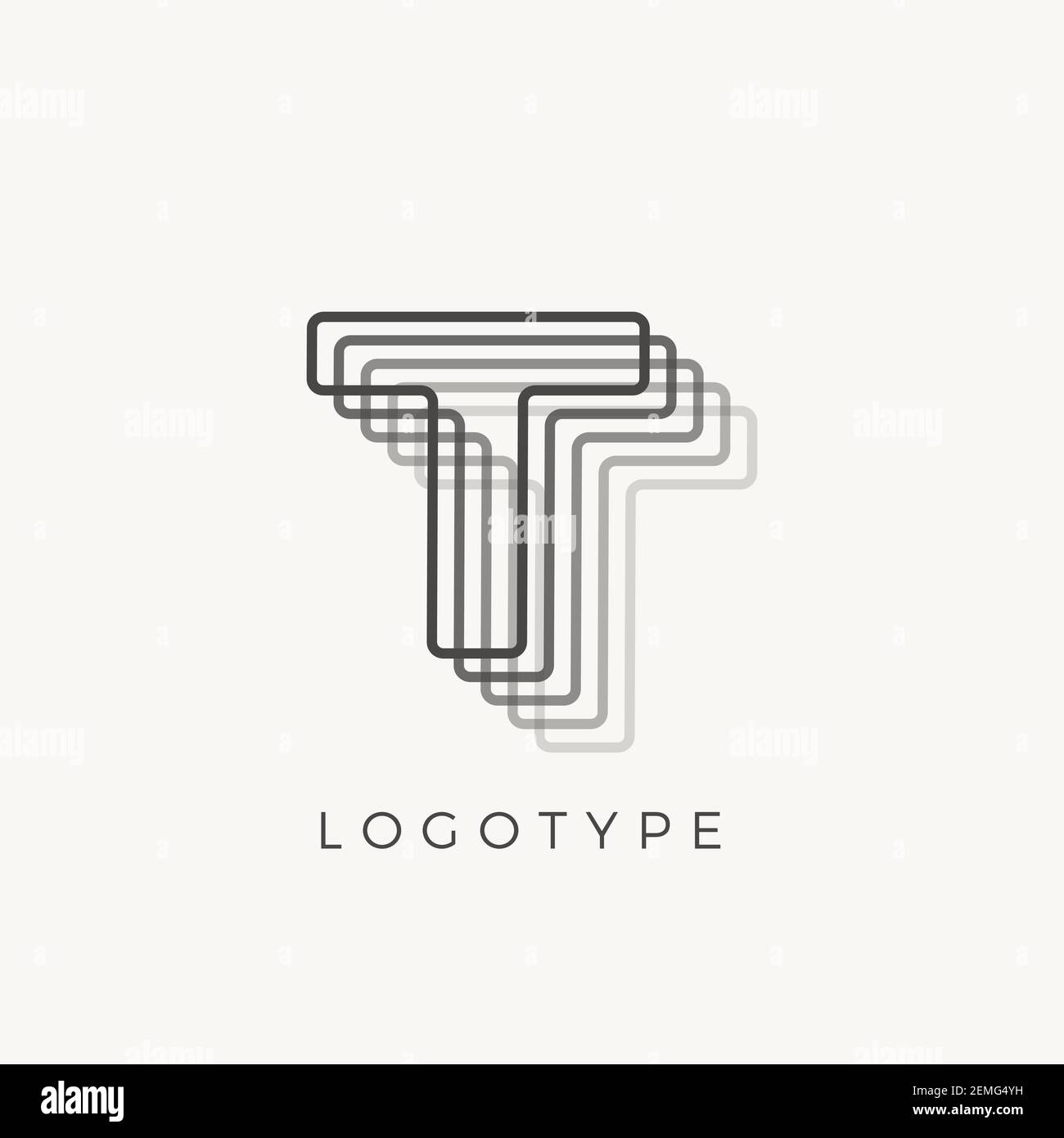 Letter T of outline stripes, blend effect letter for monogram and logo ...