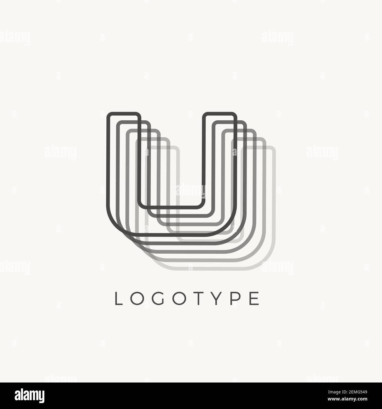Letter U of outline stripes, blend effect letter for monogram and logo ...