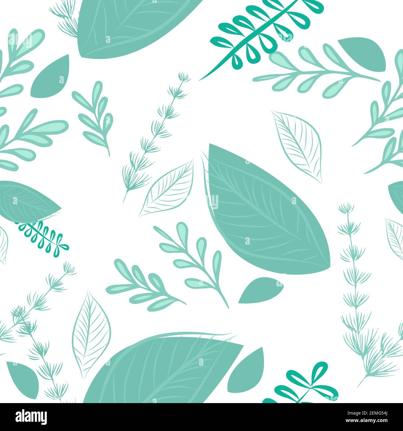 A seamless background. Simple green leaves. Vector illustration Stock ...