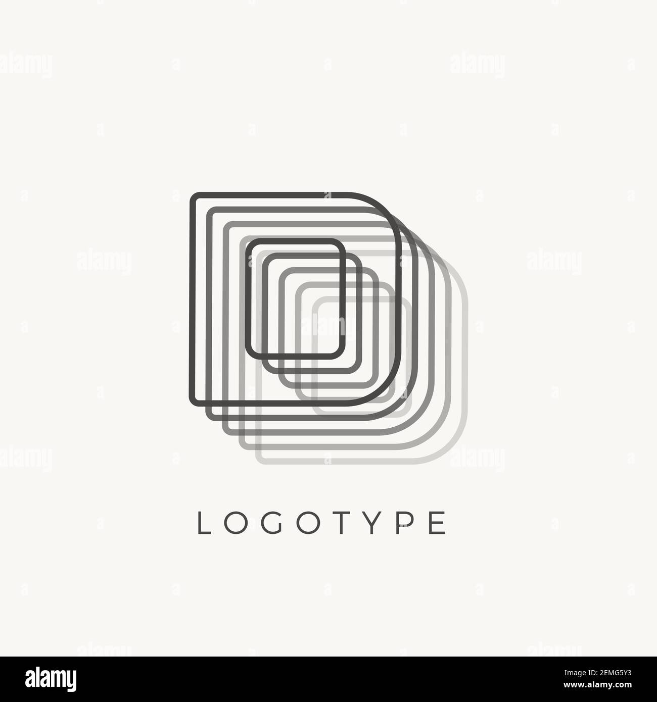 Letter D of outline stripes, blend effect letter for monogram and logo ...