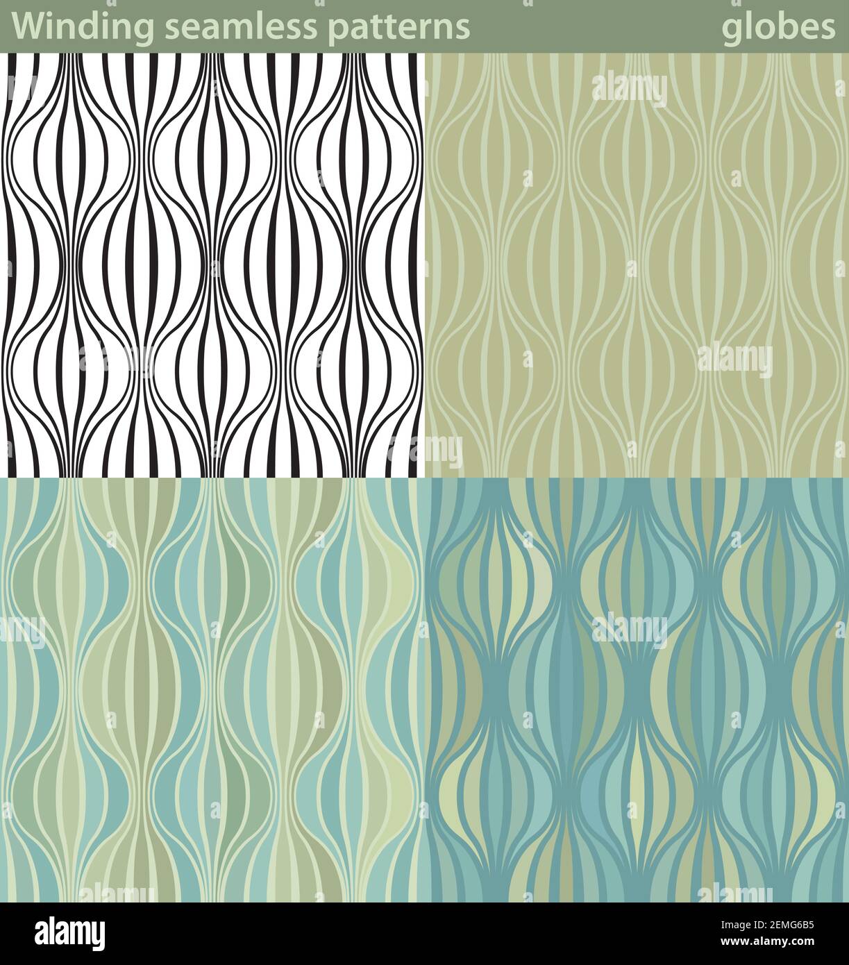 Four different versions of a seamless pattern with wavy patterns Stock ...