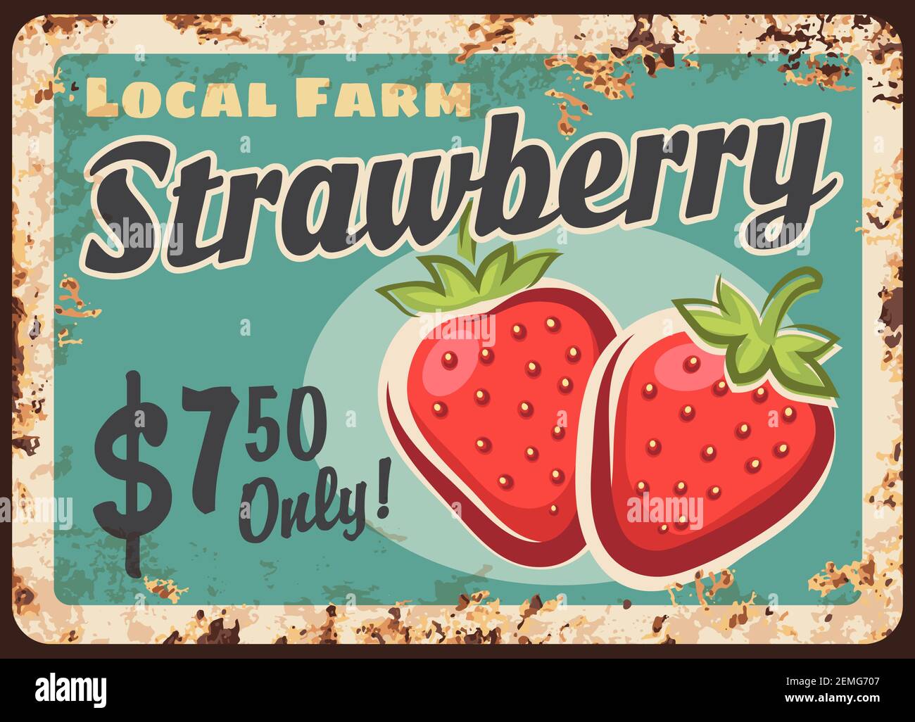 Strawberry berry metal plate rusty fruits food and farm market price ...