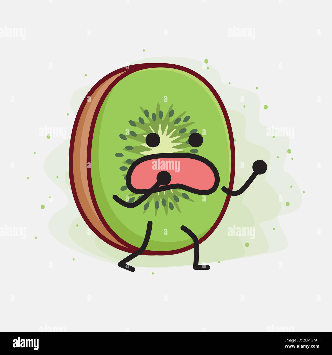 Vector Illustration of Kiwi Fruit Character with cute face, simple ...
