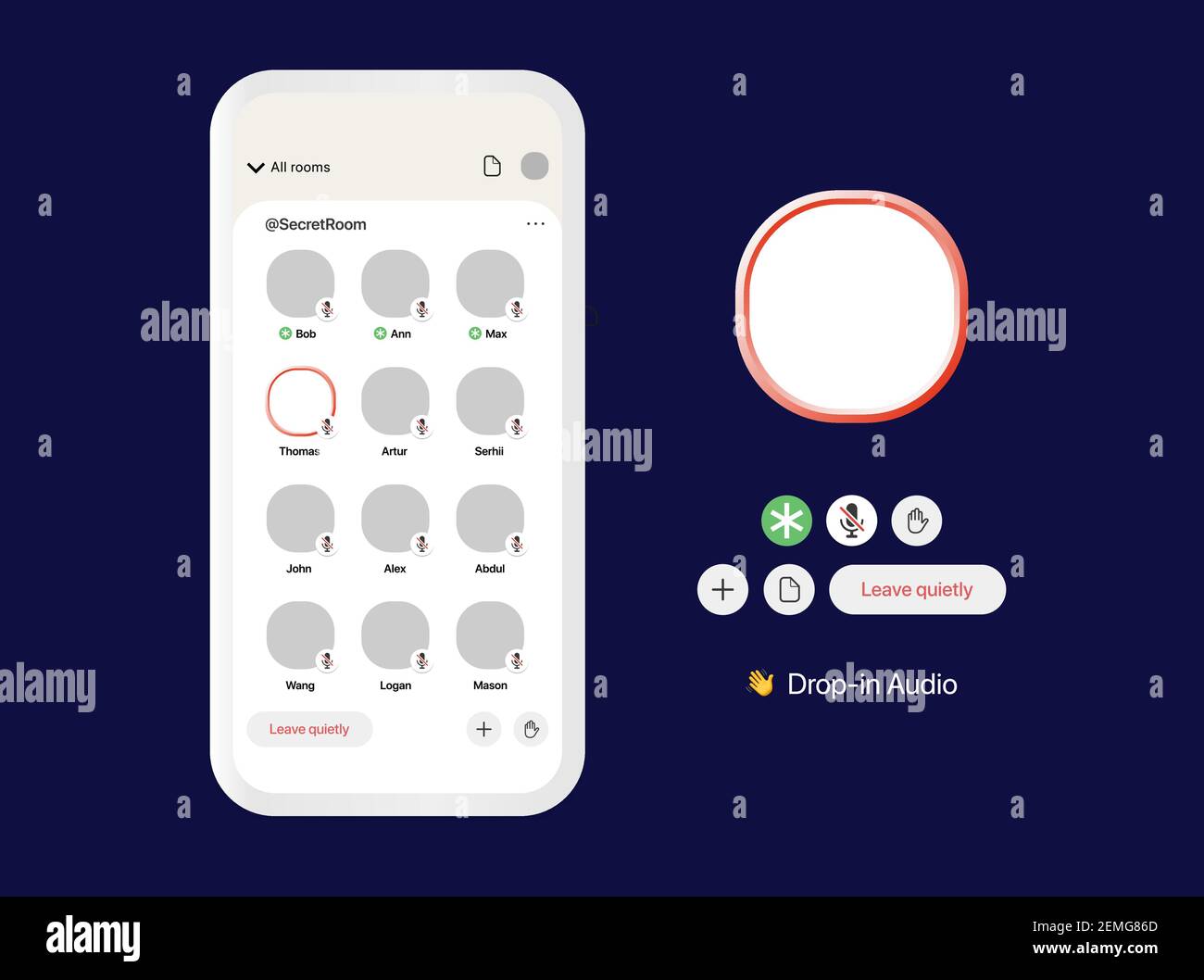 Voice meeting UI Mockup. Mobile application for Conference. Graphical ...