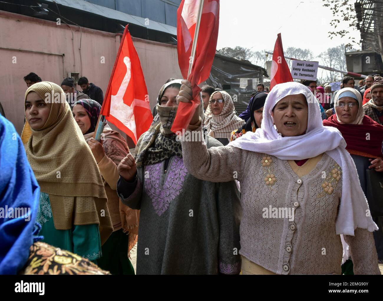 Female supporters of National Conference (NC), a mainstream political ...