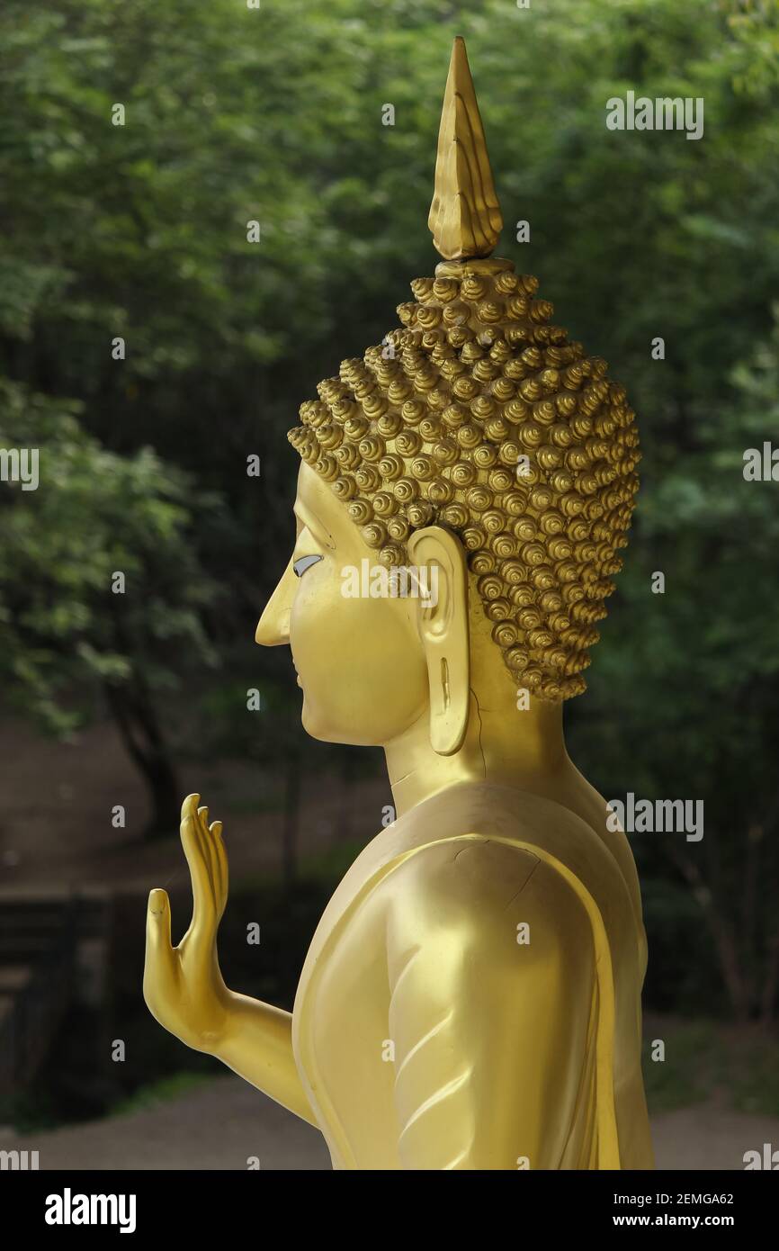 the side view of lord buddha statue with blessing hand, Aurangabad ...