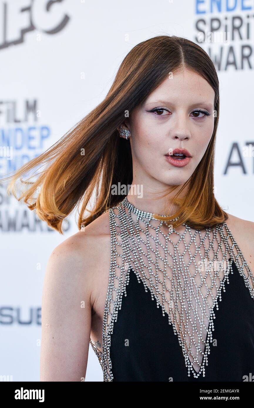 Mia Goth walking on the red carpet at the 34th Film Independent Spirit ...