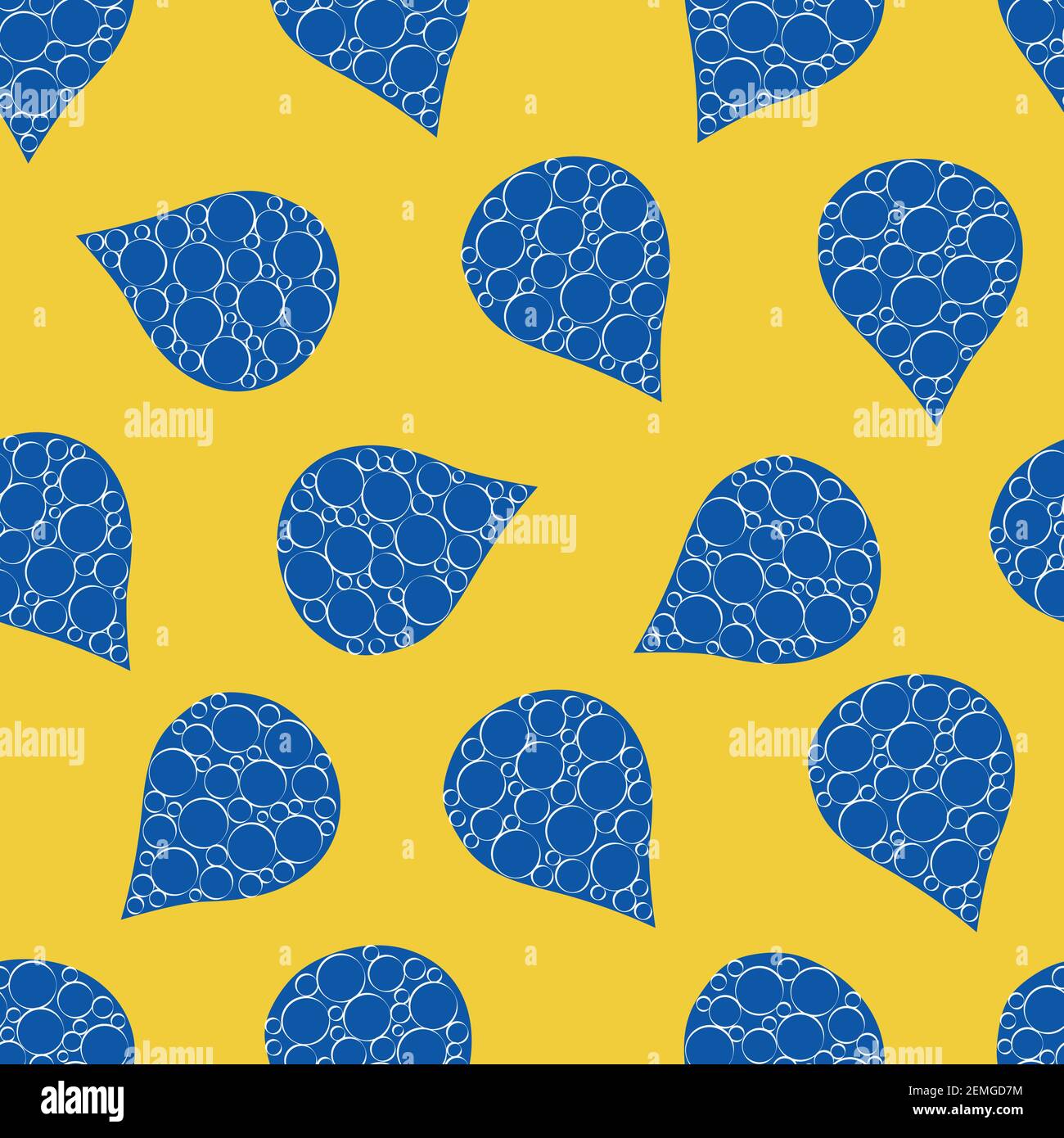Abstract water drop and bubble vector seamless pattern background. Navy ...
