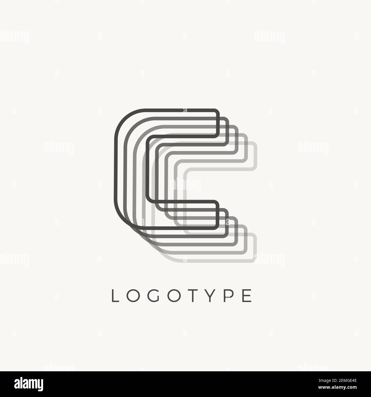 Letter C of outline stripes, blend effect letter for monogram and logo ...
