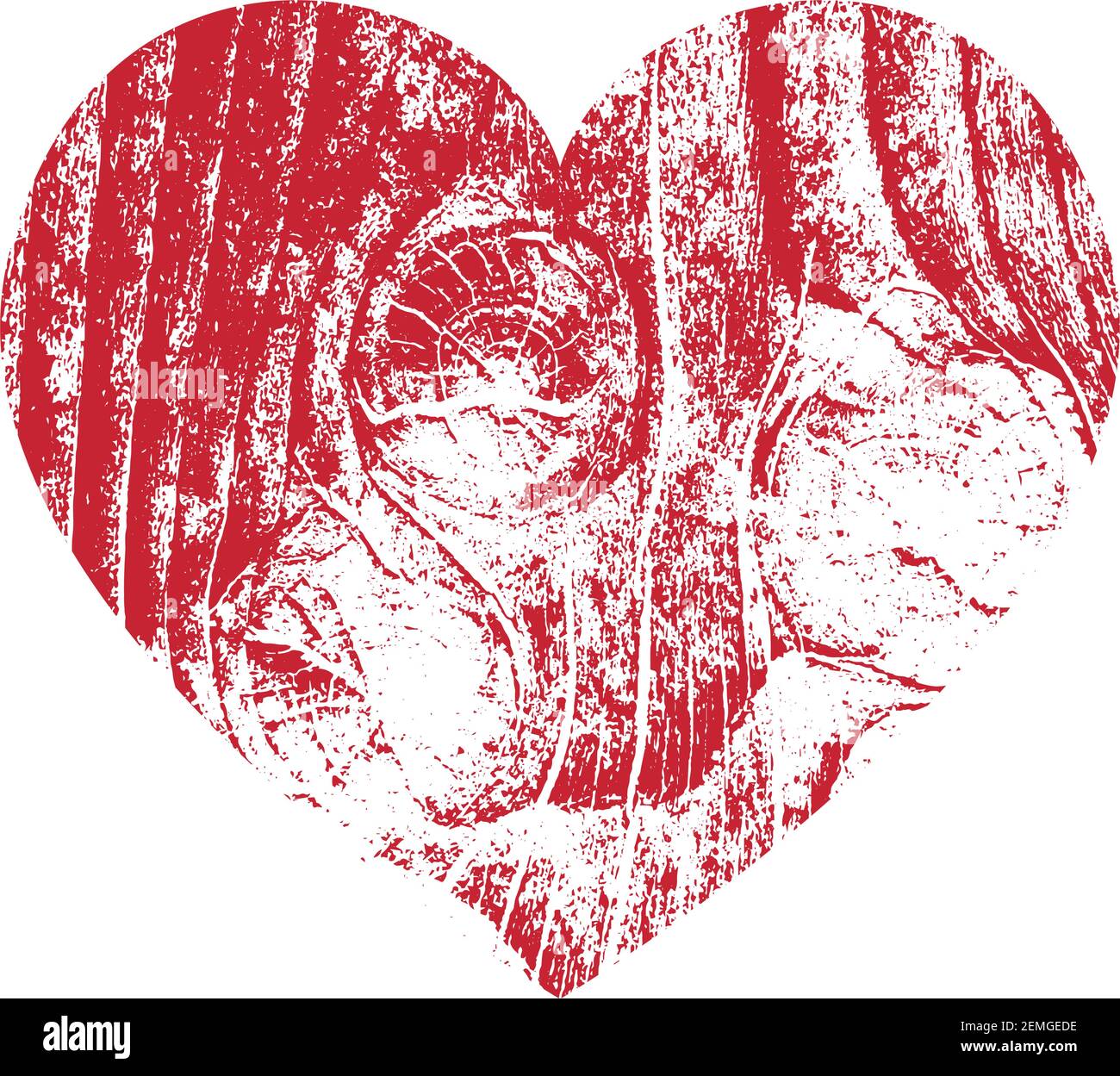 Grunge isolated heart with distressed wooden texture. Vector ...