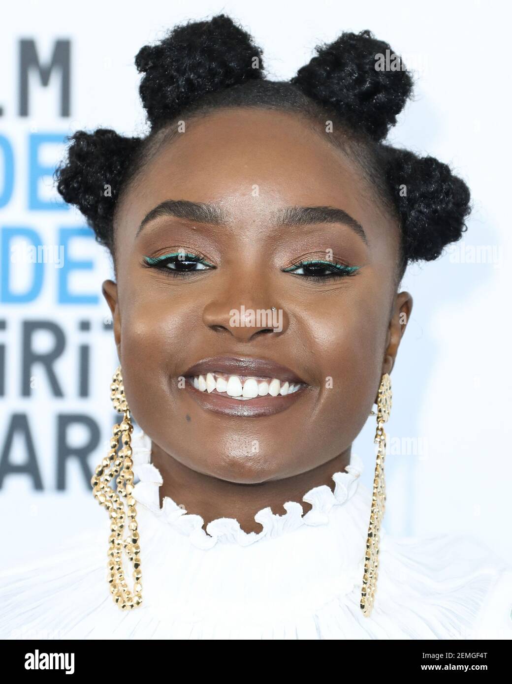 SANTA MONICA, LOS ANGELES, CA, USA - FEBRUARY 23: Actress KiKi Layne wearing a Chloe dress ...