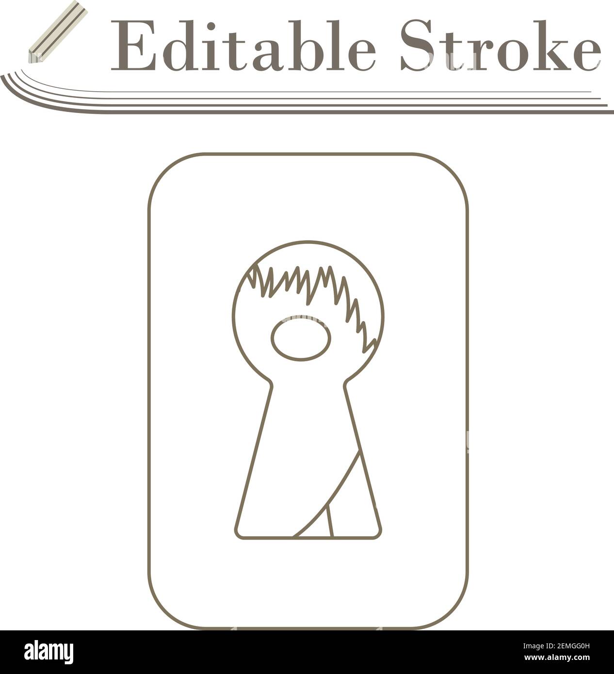 Criminal Peeping Through Keyhole Icon. Editable Stroke Simple Design ...