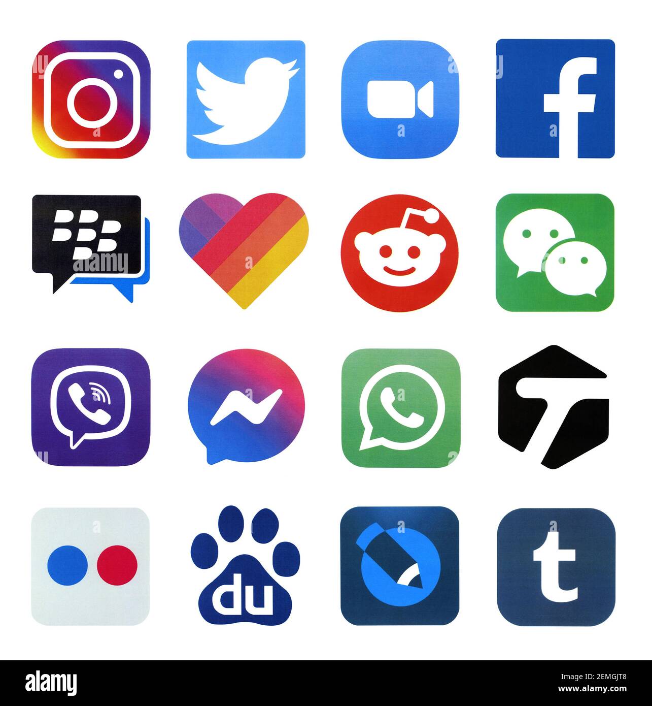 KHARKOV, UKRAINE - FEBRUARY 24, 2021: Many icons of popular social ...