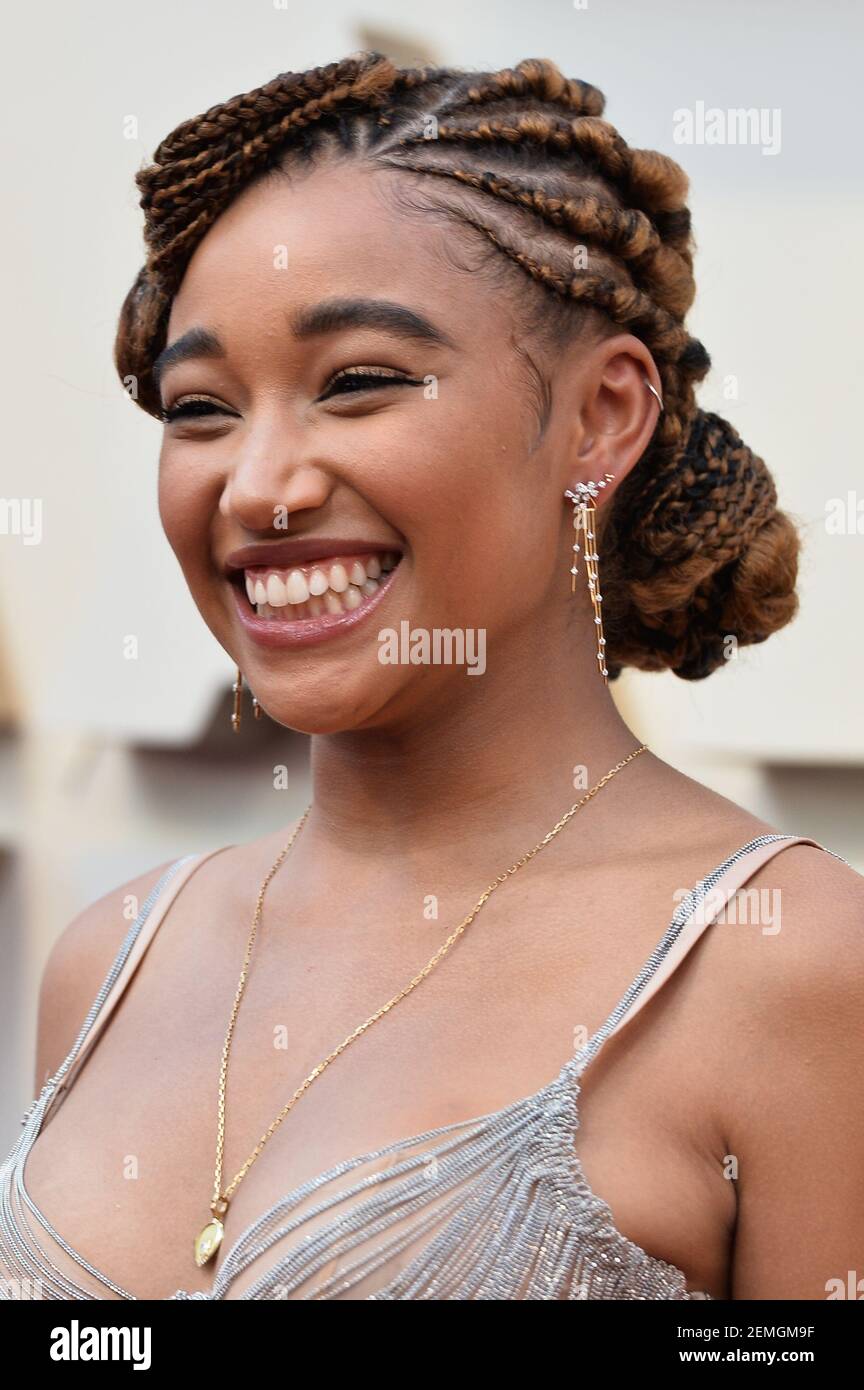 Amandla Stenberg walking on the 2019 Oscars red carpet at the 91st ...