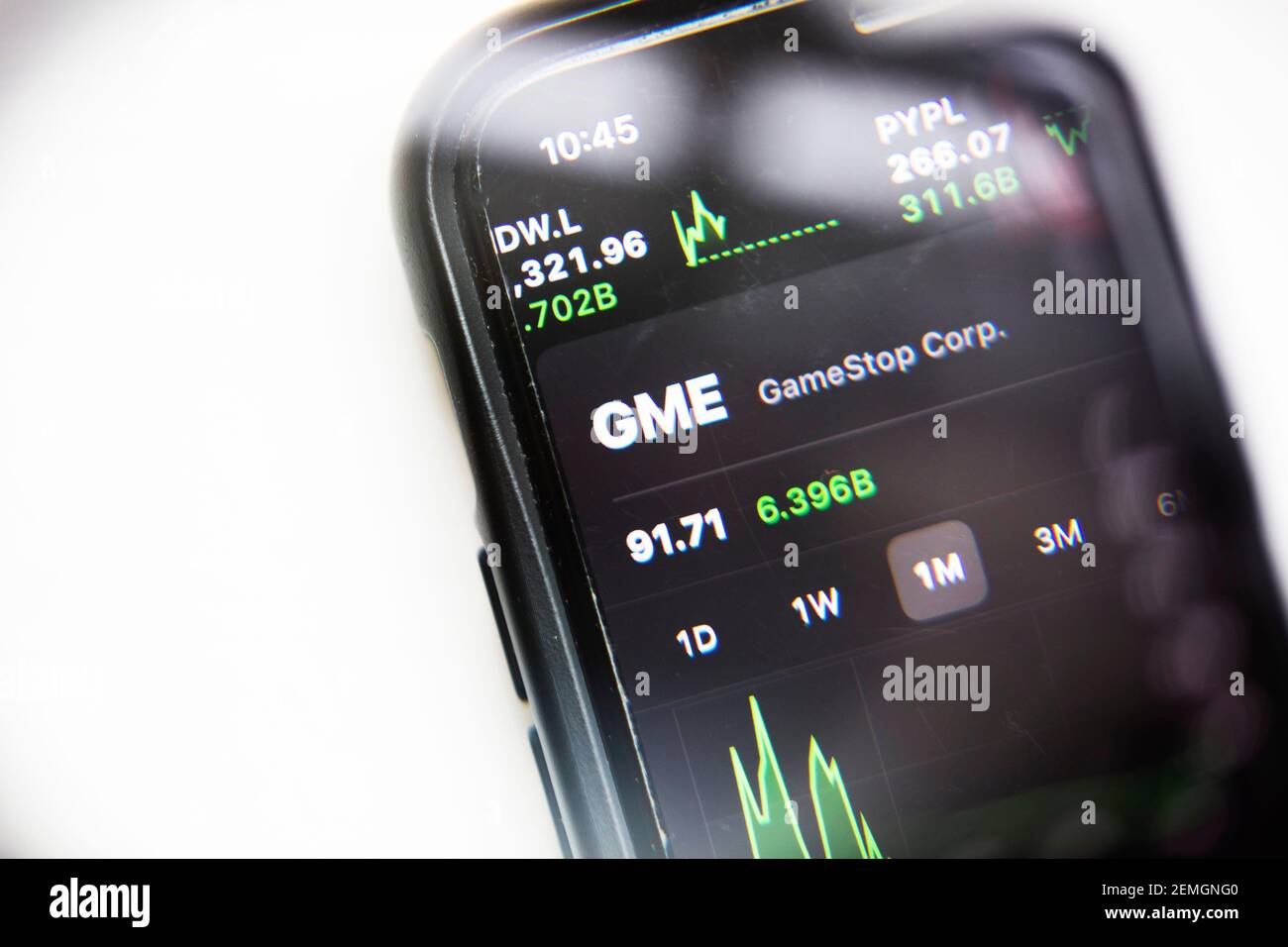 LONDON, UK - February 2021: Gamestop stock market price graph on a ...