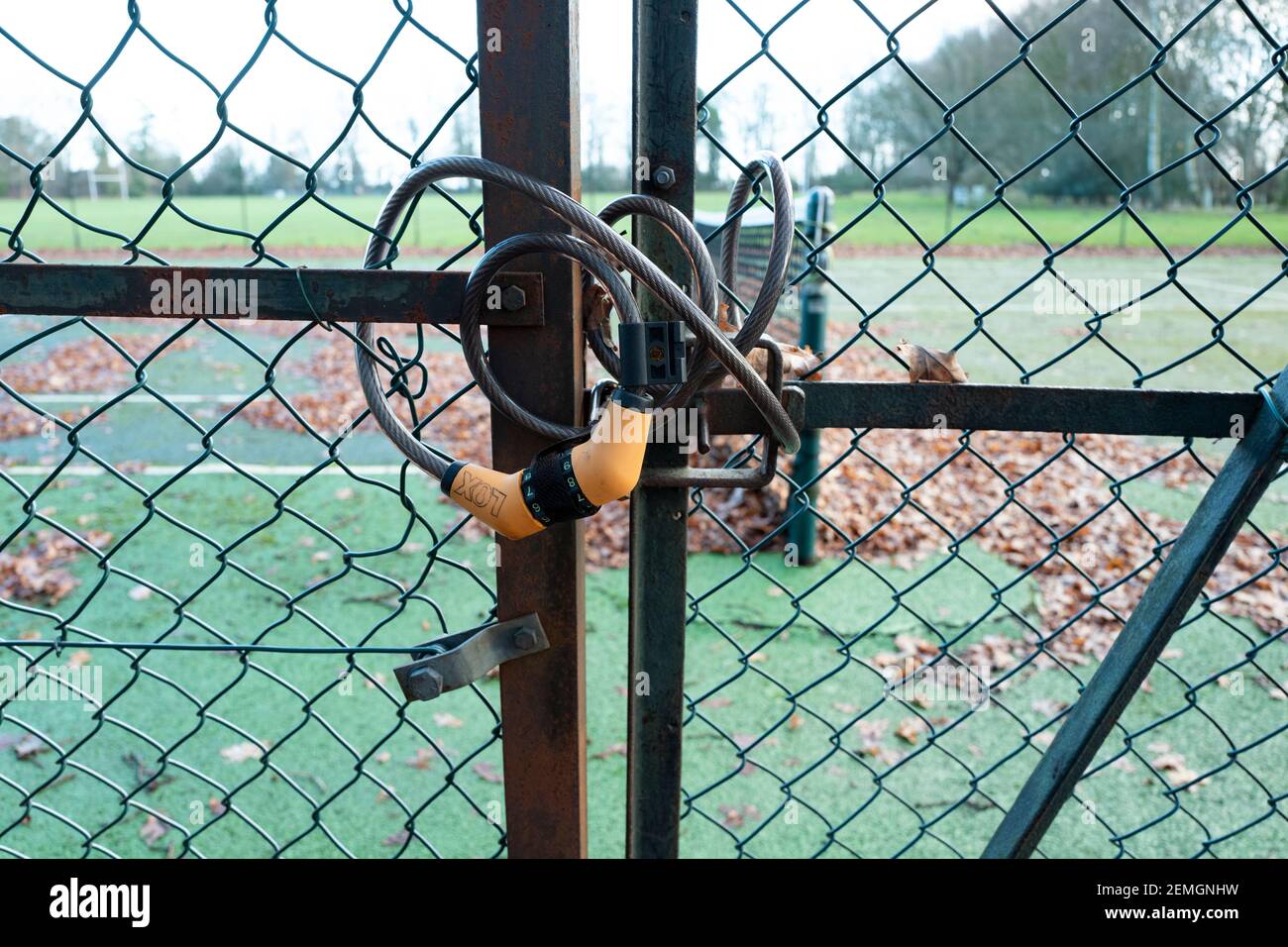 Combination Padlock on Steel Fence Gates Stock Photo - Alamy