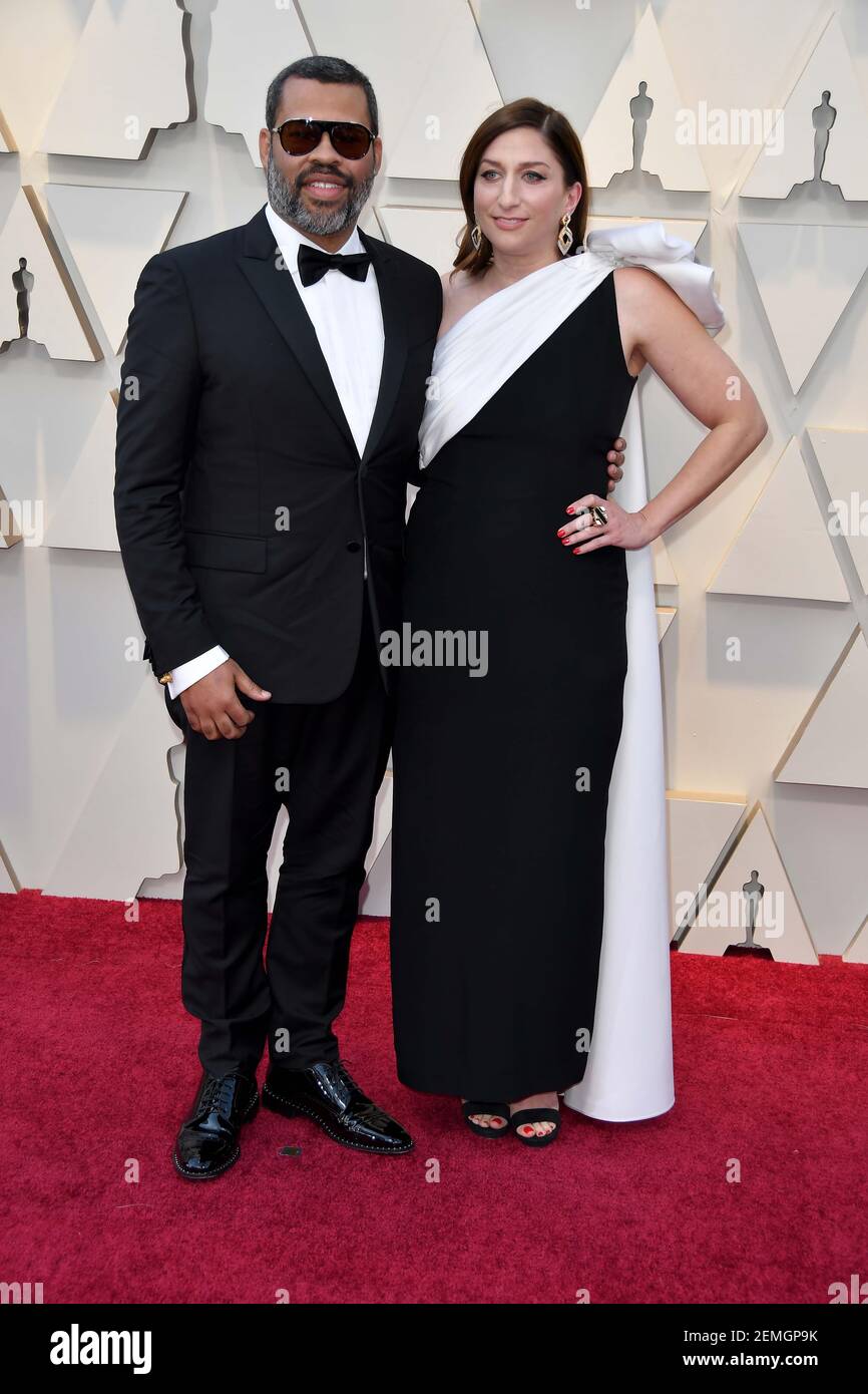 Jordan Peele and Chelsea Peretti walking on the red carpet at the 91st ...