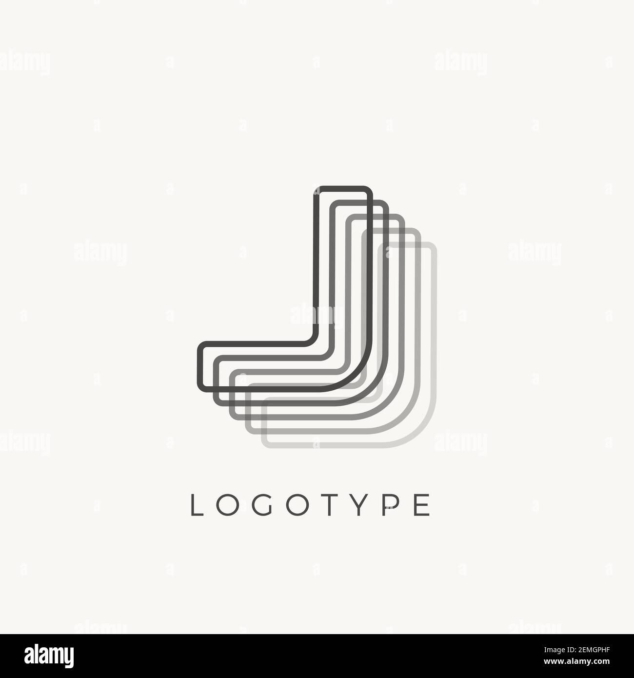 Letter J of outline stripes, blend effect letter for monogram and logo ...