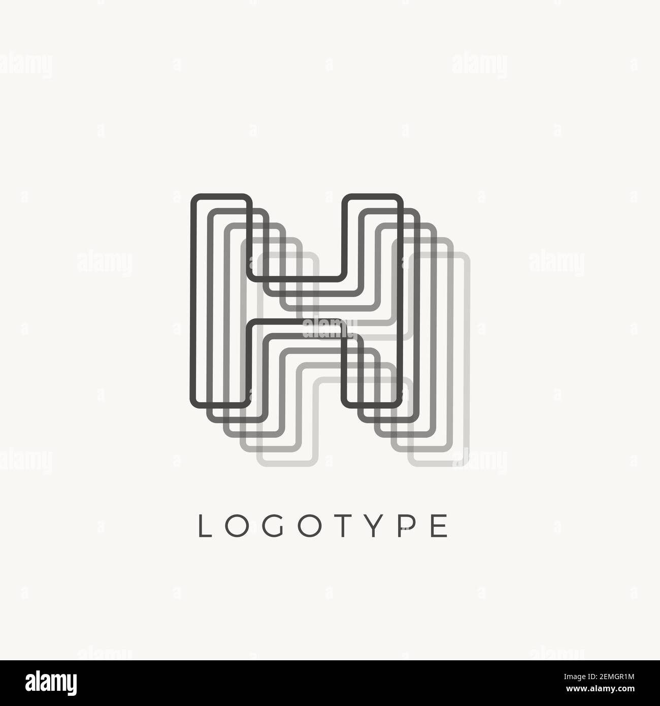 Letter H of outline stripes, blend effect letter for monogram and logo ...