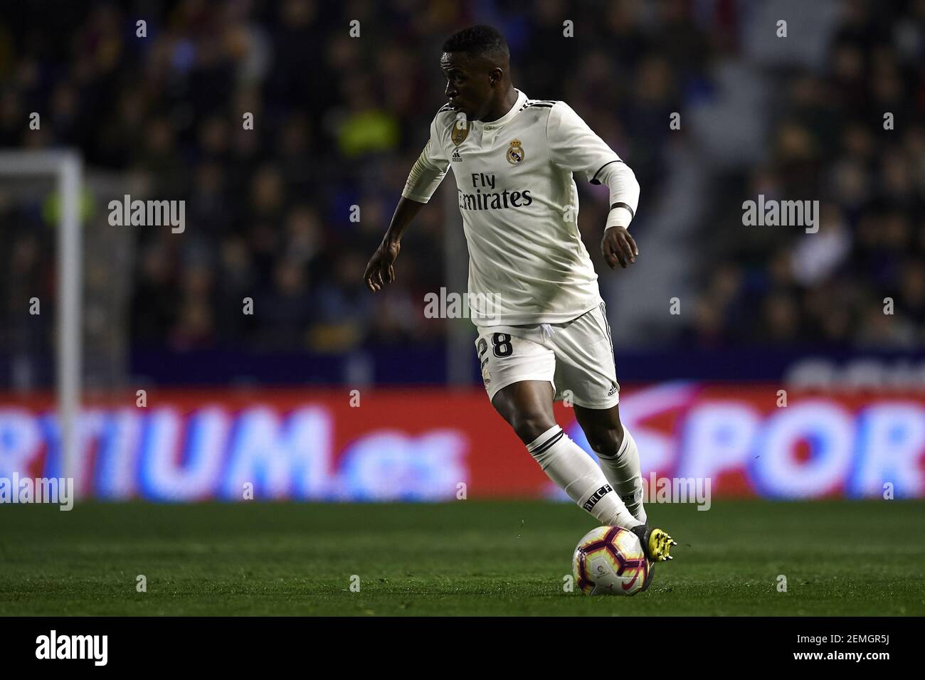 Vinicius Junior of Real Madrid in action during the week 25 of La Liga ...