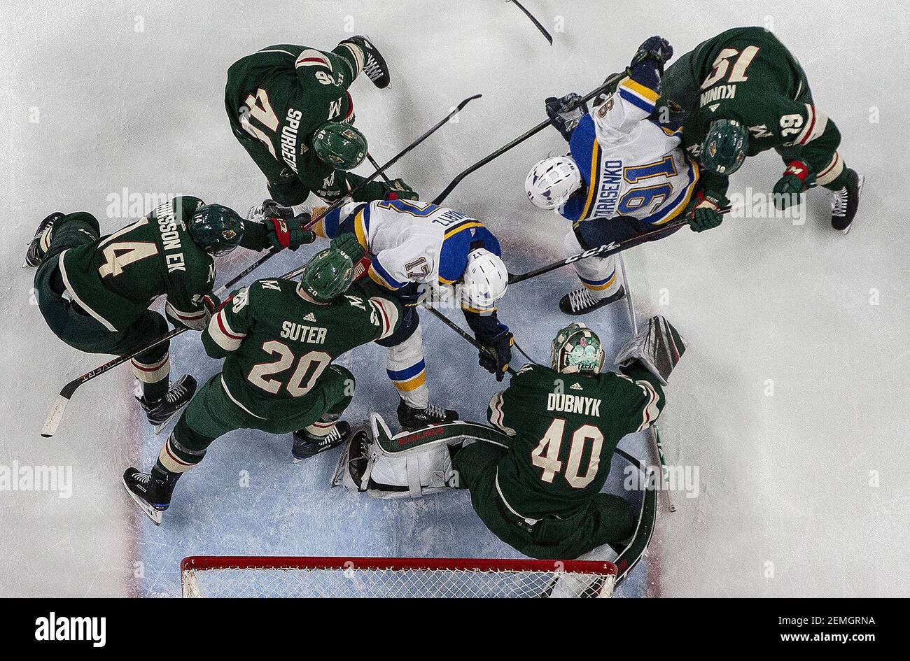 Minnesota Wild goalie Devan Dubnyk makes a save in the second period ...