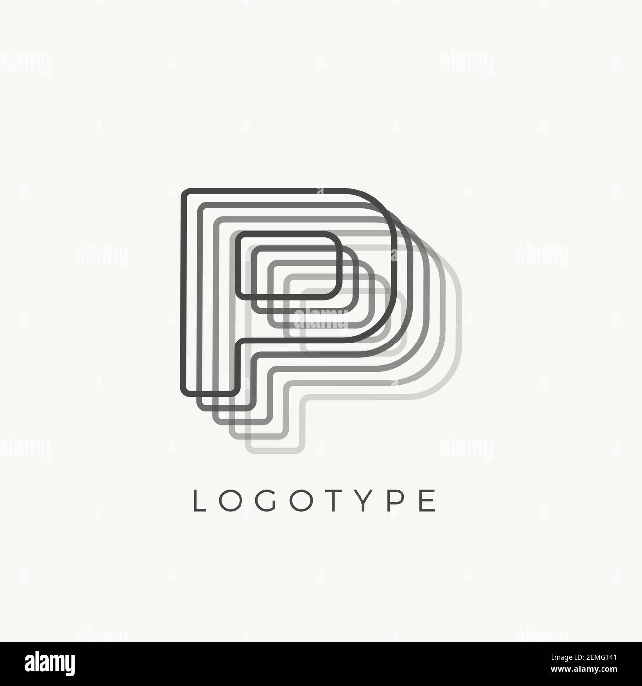 Letter P of outline stripes, blend effect letter for monogram and logo ...