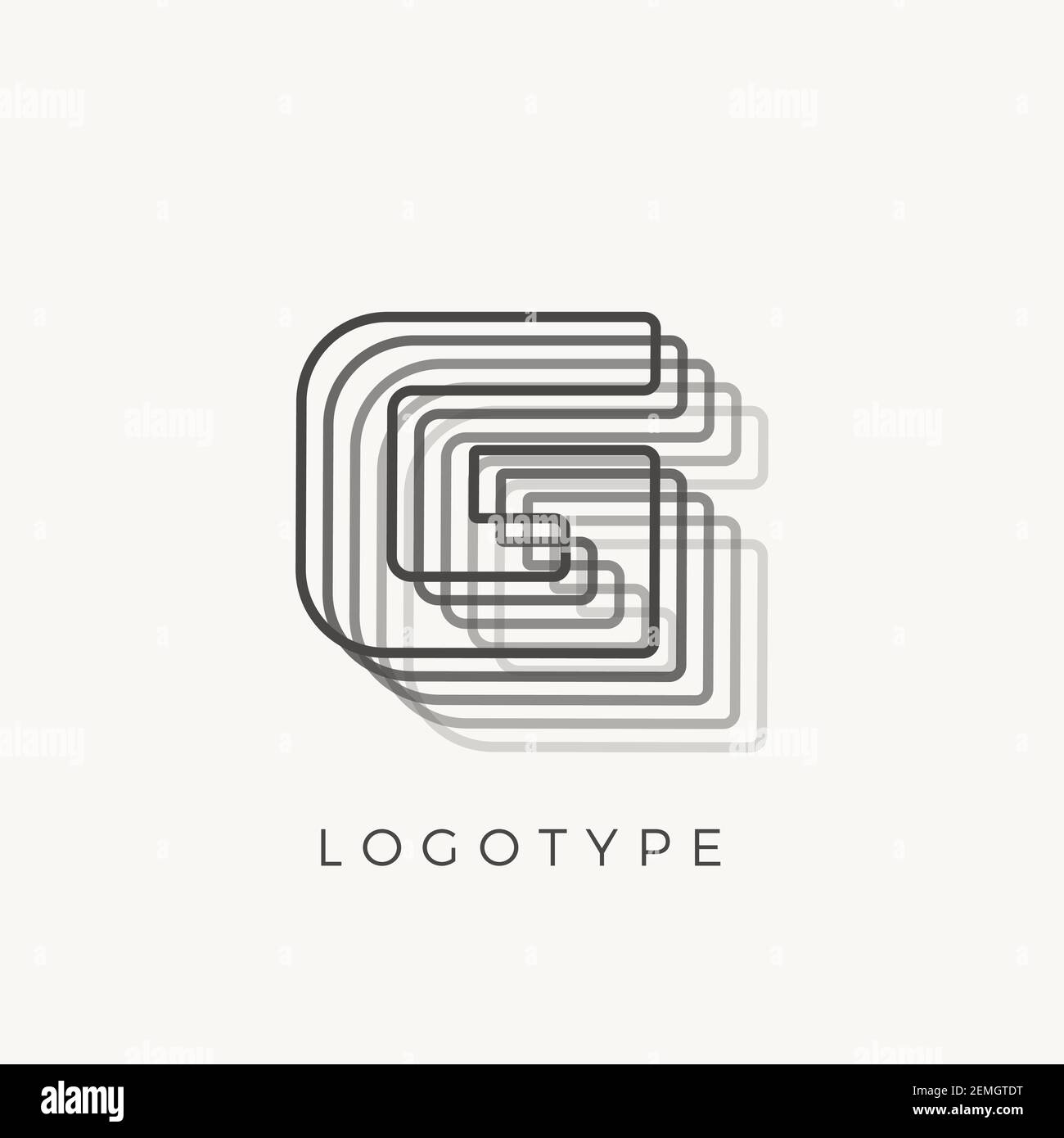 Letter G of outline stripes, blend effect letter for monogram and logo ...