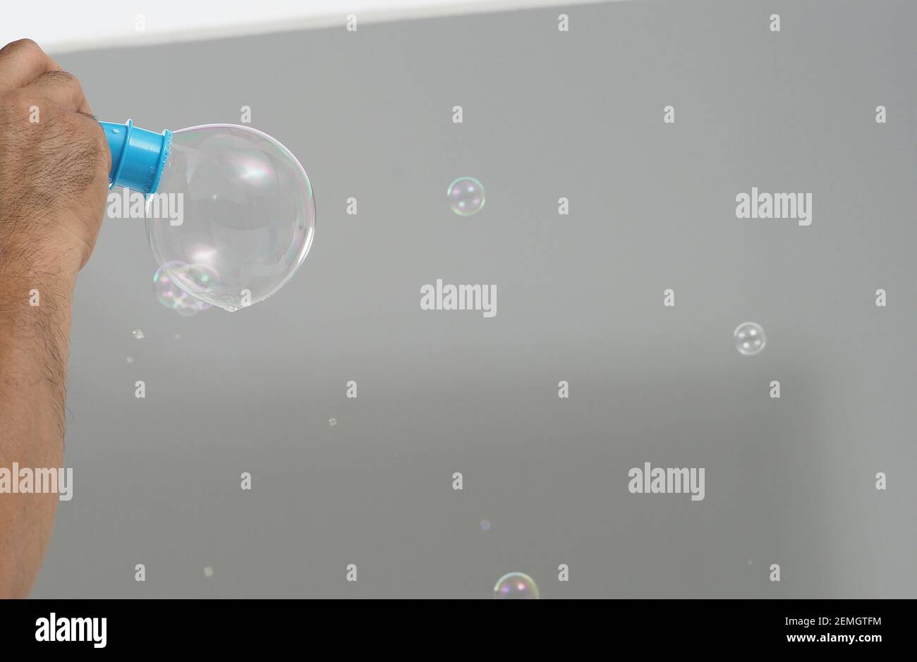 Shampoo bubbles floating like flying in the air by wind blow which ...