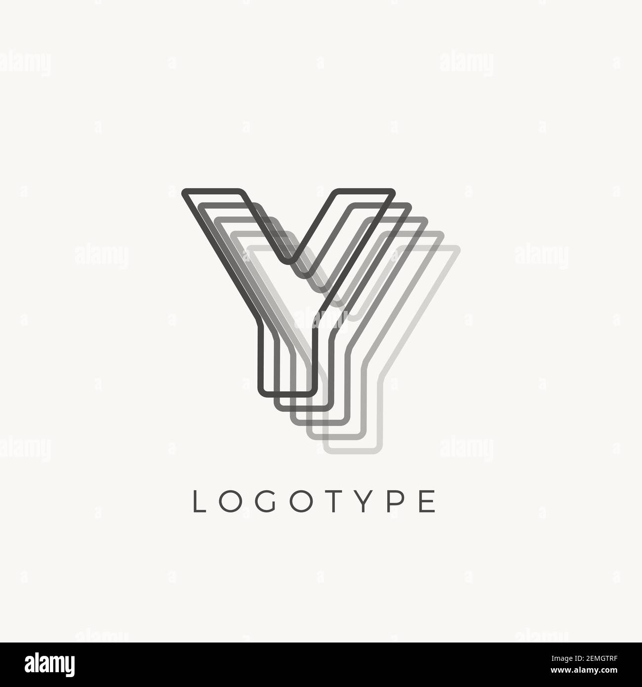 Letter Y of outline stripes, blend effect letter for monogram and logo ...