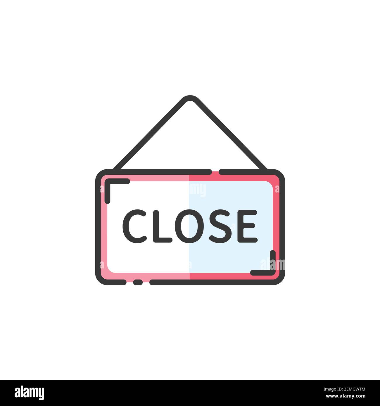 Close notice. Label with text. Filled color icon. Isolated commerce ...
