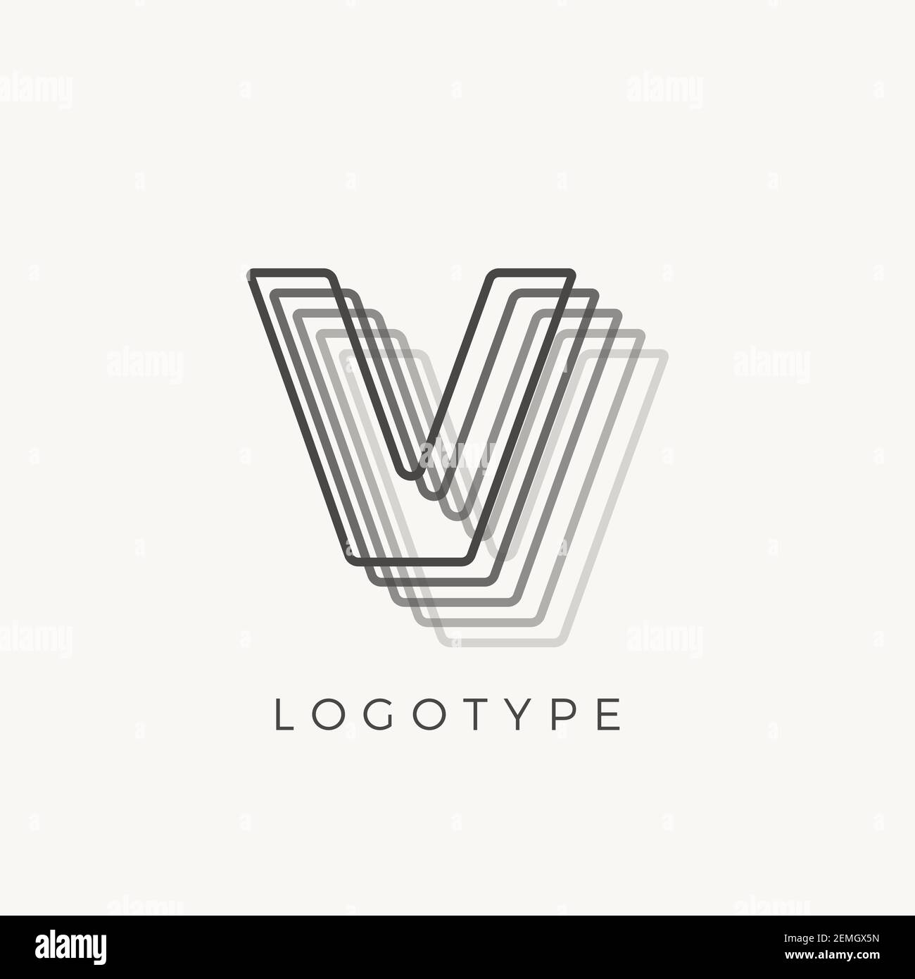 Letter V of outline stripes, blend effect letter for monogram and logo ...