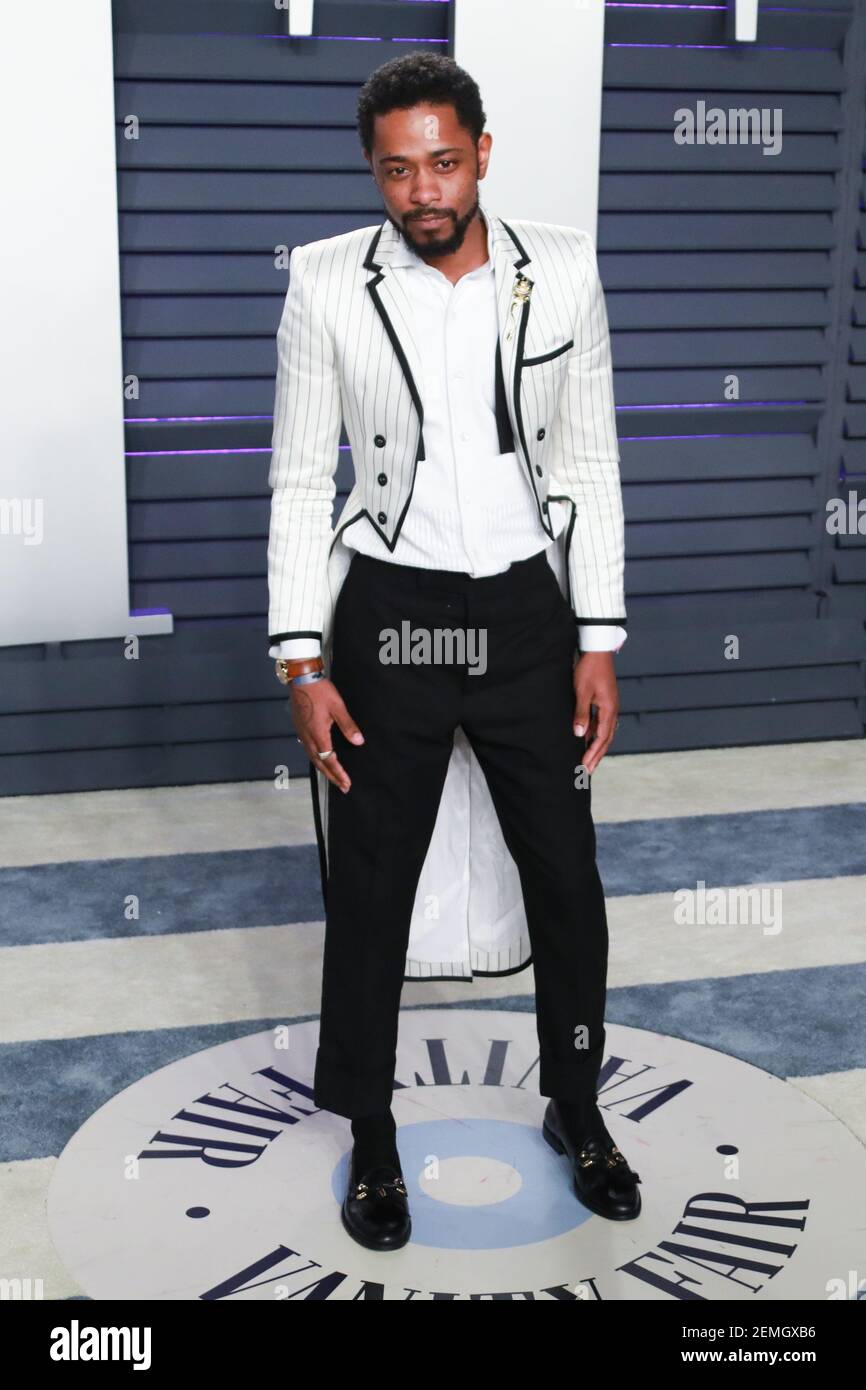 Lakeith Stanfield walking on the red carpet at the 2019 Vanity Fair ...