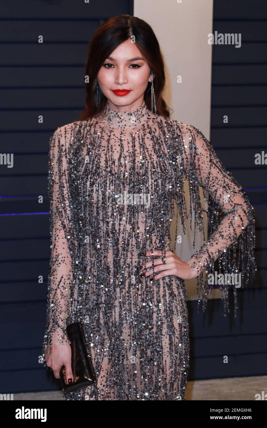 Gemma Chan walking on the red carpet at the 2019 Vanity Fair Oscar ...