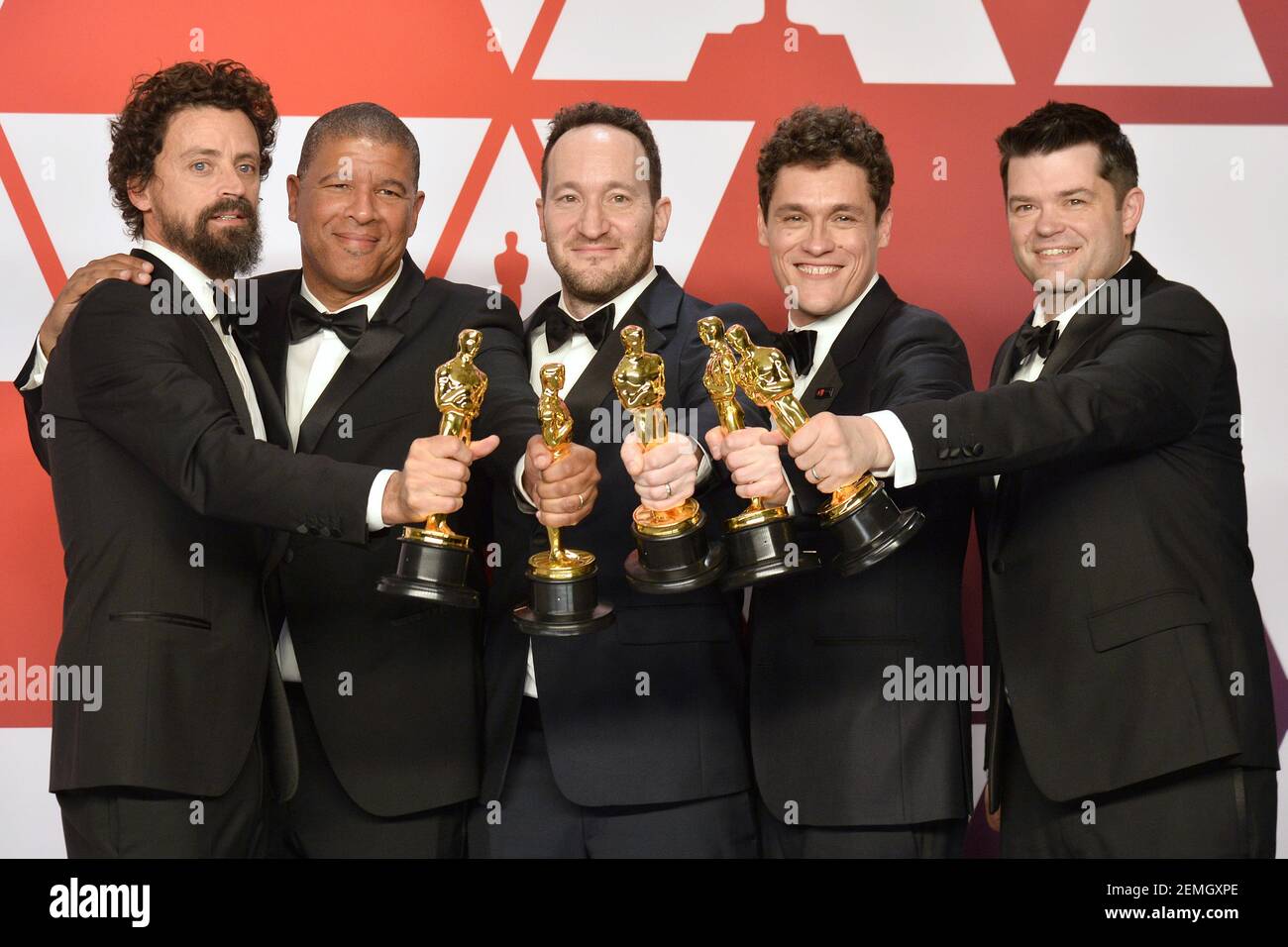 (L-R) Bob Persichetti, Peter Ramsey, Rodney Rothman, Phil Lord, and ...