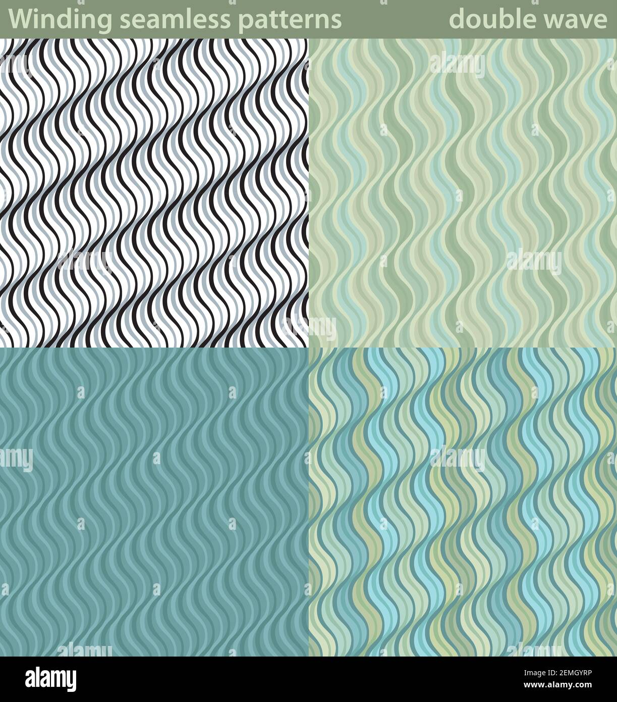 Four different versions of a seamless pattern with wavy patterns Stock ...
